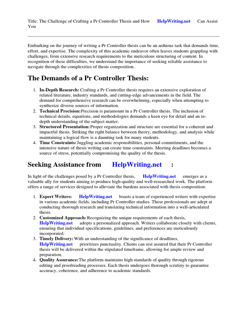 PR Controller Thesis | Download Free PDF | Learning | Educational Technology