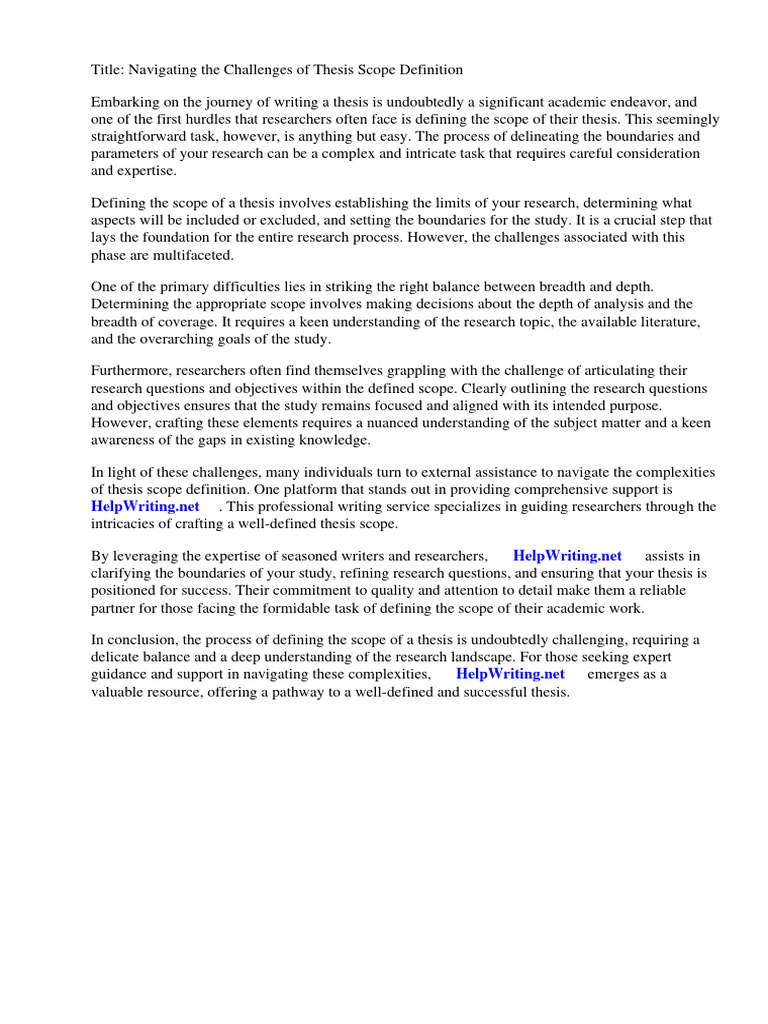 Thesis Scope Definition Pdf