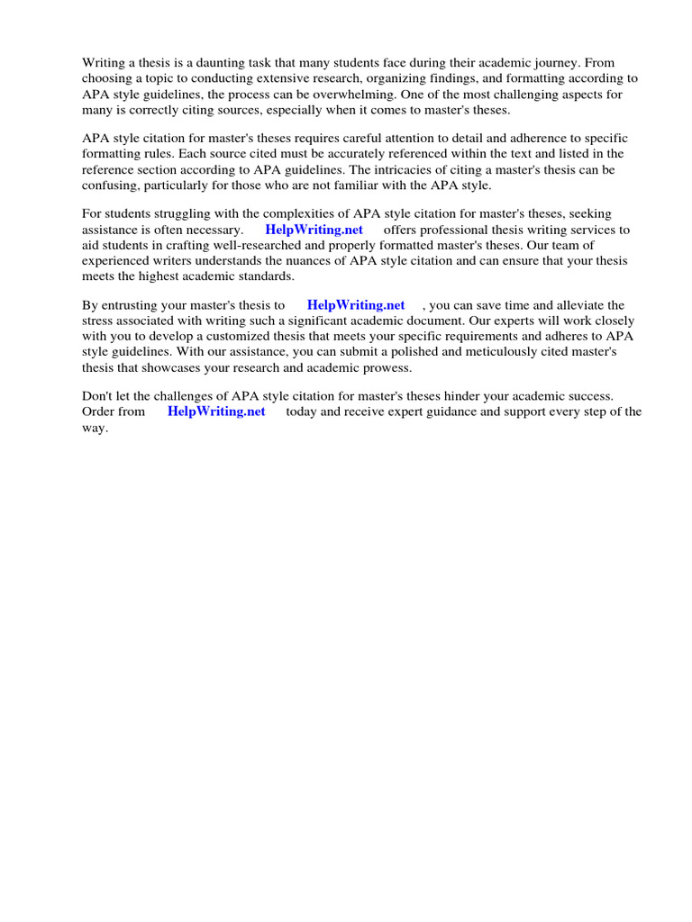 Apa Style Cite Masters Thesis | PDF | Apa Style | Citation