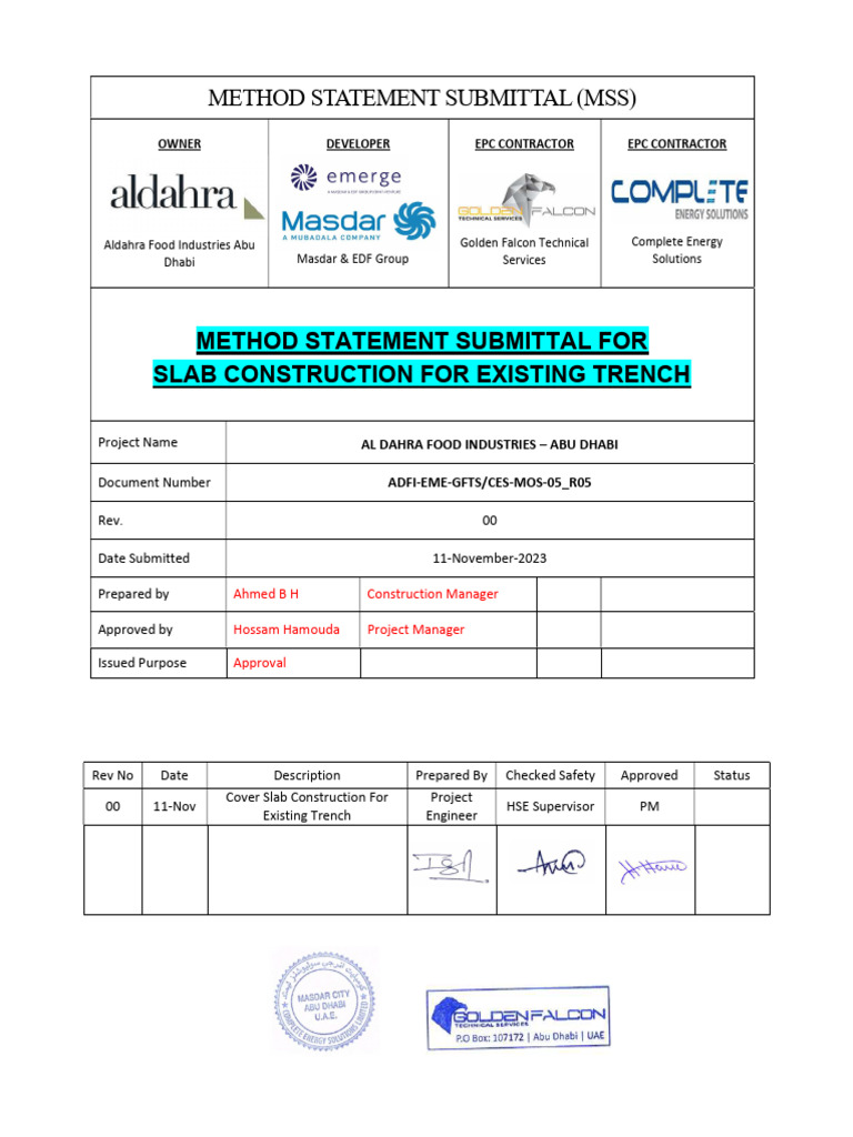 Adfi-Eme-Gfts Ces-Mos-05 - R00 - Slab Construction For Existing Trench ...
