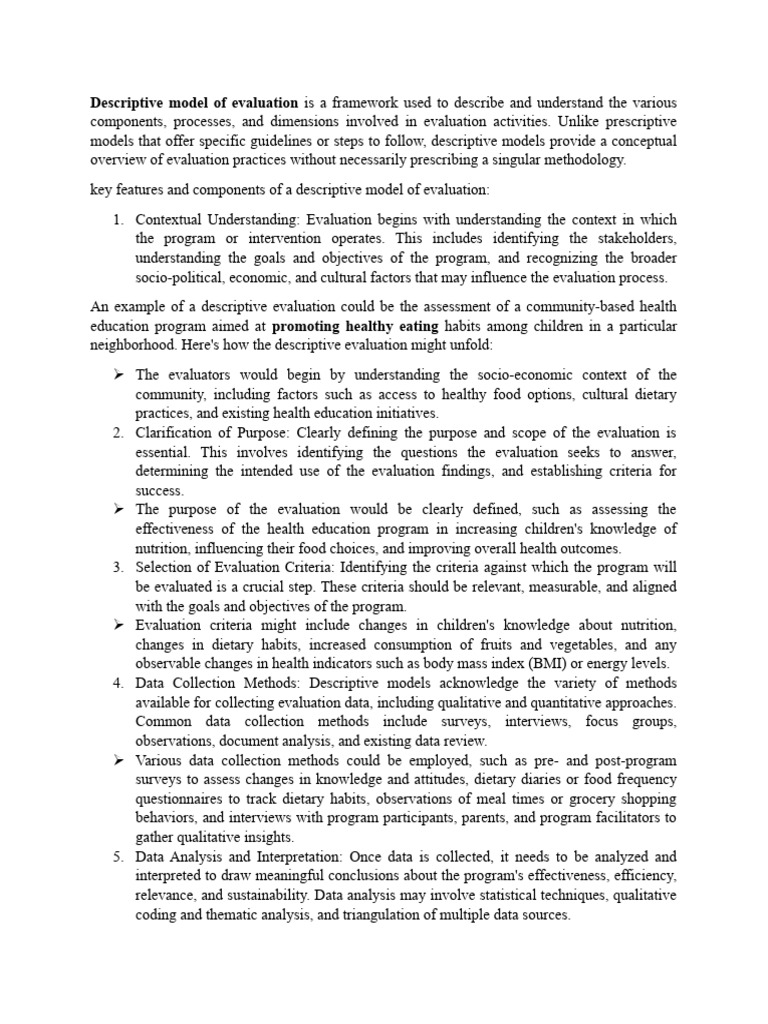 Descriptive Model | PDF