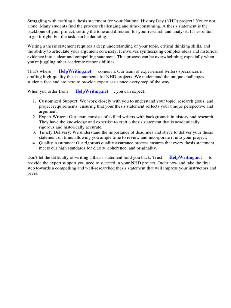 NHD Sample Thesis Statements | PDF | Essays | Thesis