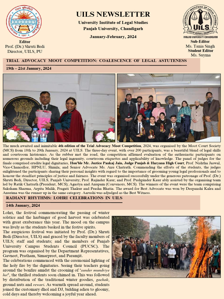 UILS Newsletter (Jan-Feb 2024) | PDF | Arbitration | Justice