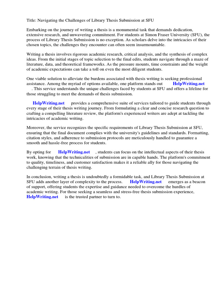 Library Thesis Submission Sfu | PDF | Thesis | Saudi Arabia