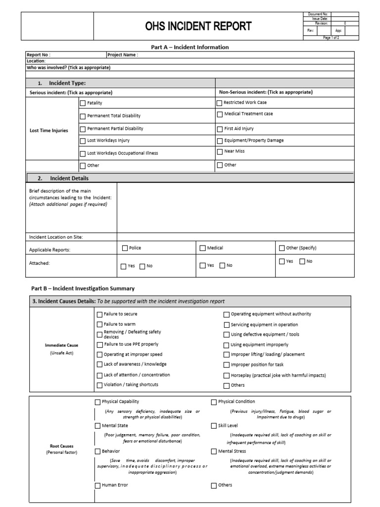 Incident Report | PDF | Disability | Risk