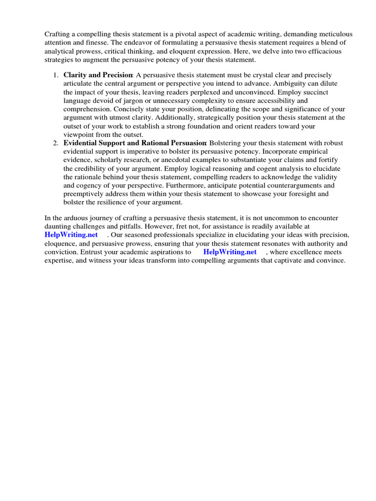 What Are Two Ways To Make A Thesis Statement Persuasive | PDF | Art ...