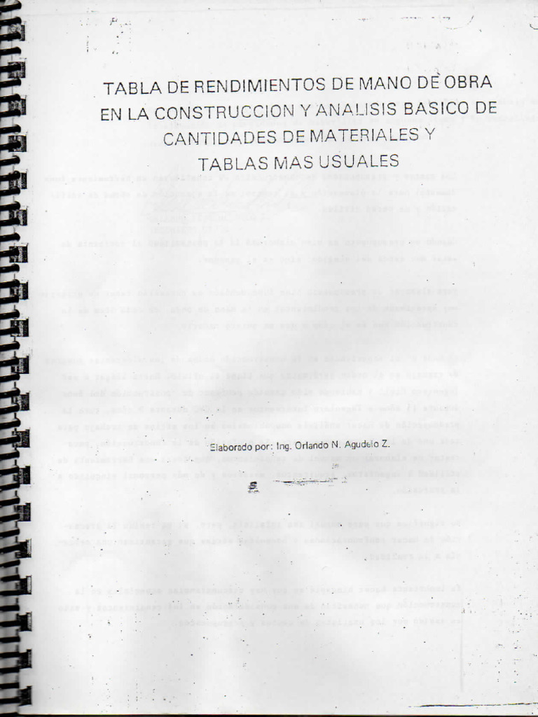 01 - Rendimientos Mano de Obra | PDF