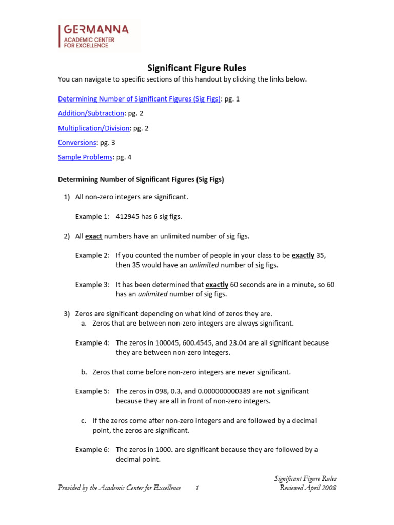 Significant Figure Rules | PDF
