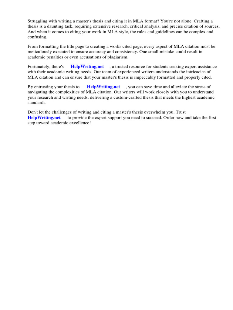How To Cite A Masters Thesis Mla | PDF | Citation | Apa Style
