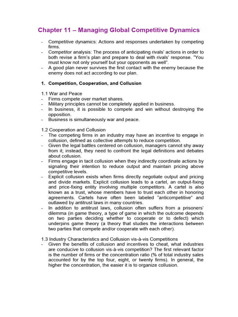 Managing Global Competitive Dynamics | PDF | Competition Law | Dumping ...