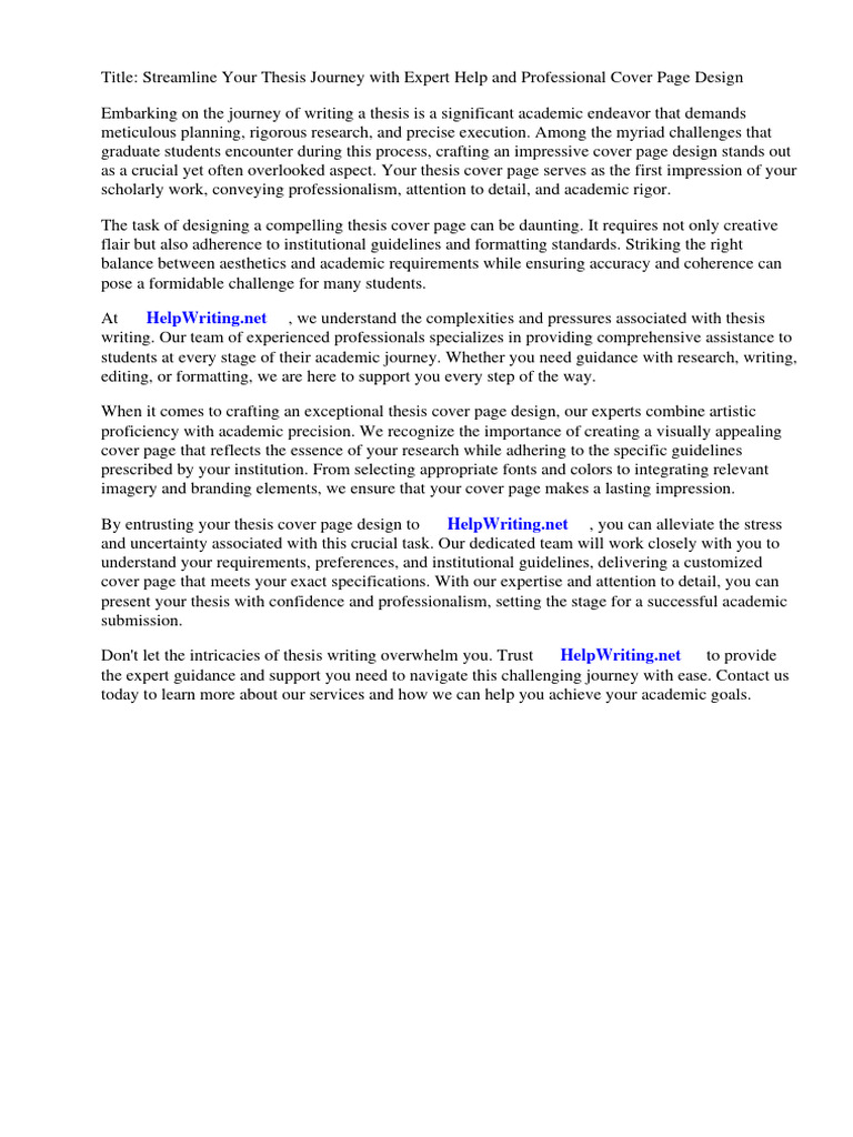 Sample Thesis Cover Page Design | PDF