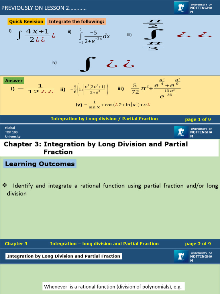 Chapter 3 Integration by Long Division and Partial Fraction - 20240122 | Download Free PDF ...