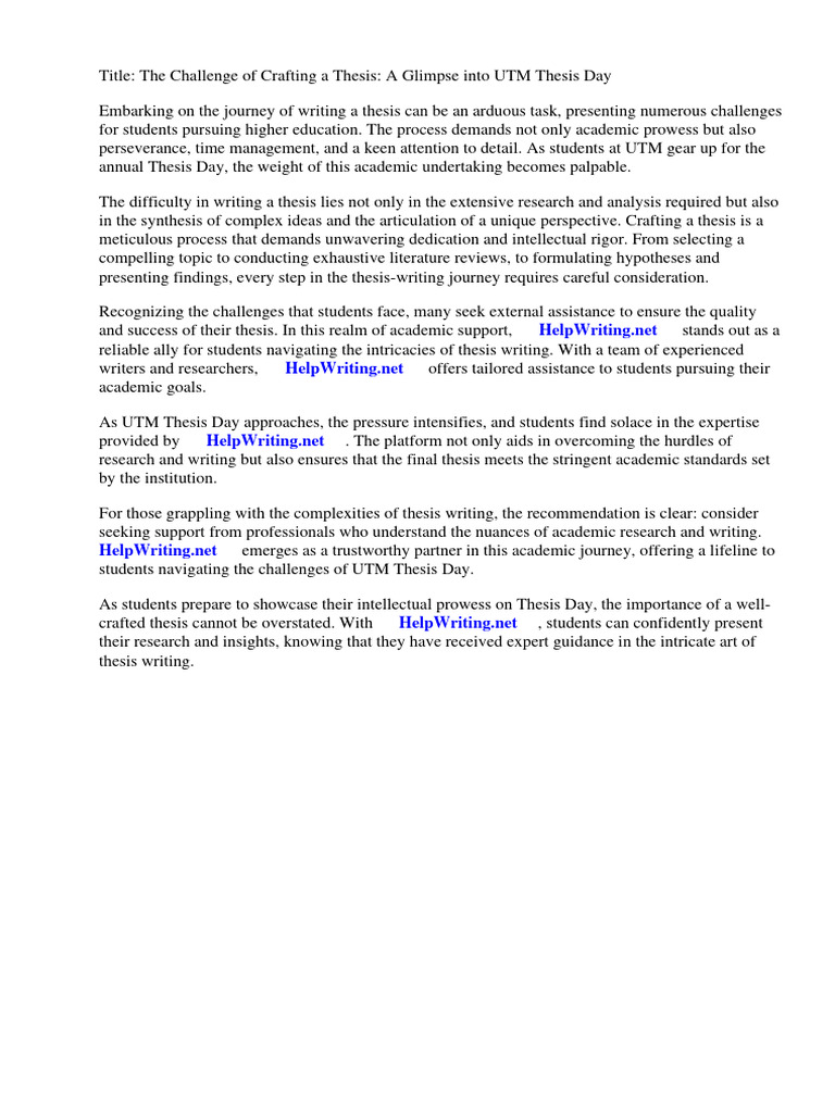 Utm Thesis Day | PDF | Thesis