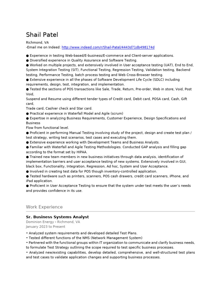 Shail Patel | PDF | Point Of Sale | Software Testing
