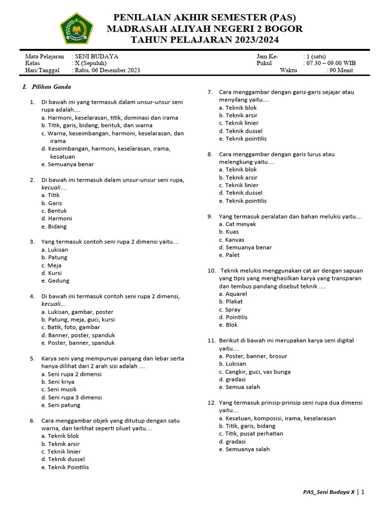 Pas SBK Kelas X | PDF