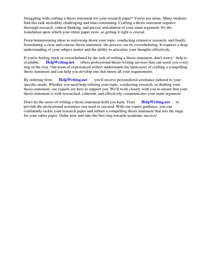 Thesis Statement For A Research Paper Examples | PDF | Career & Growth ...
