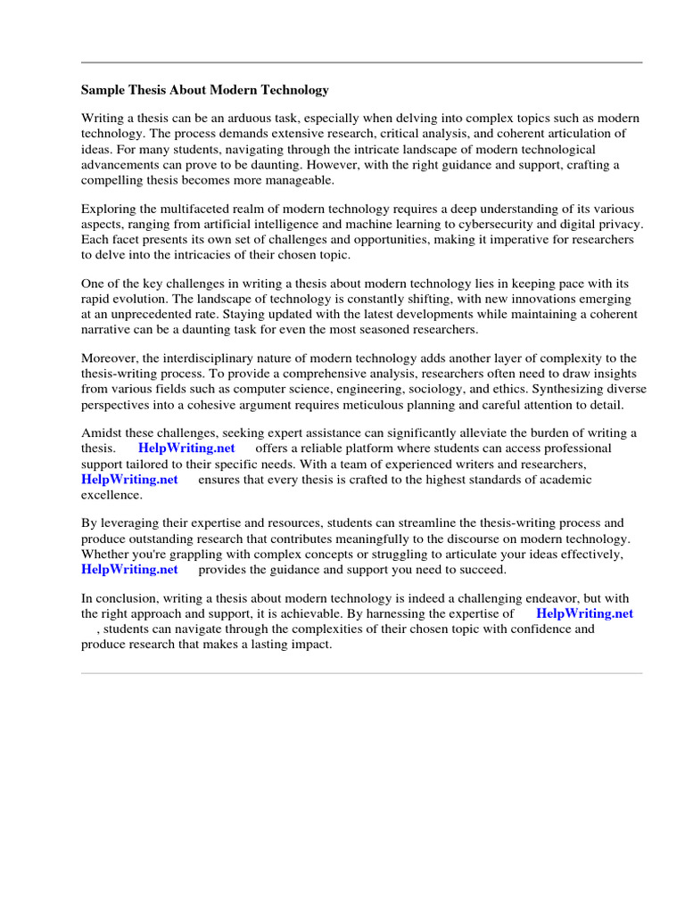 Sample Thesis About Modern Technology | PDF