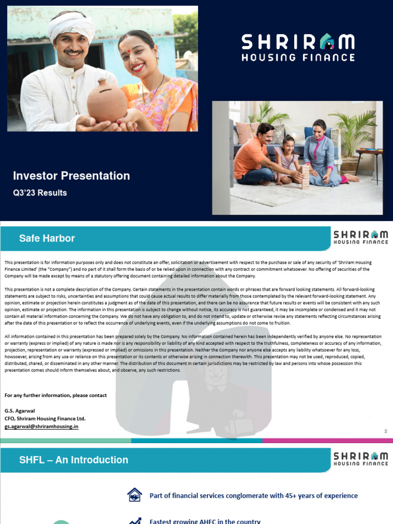 Shriram Housing Finance Q3'23 Overview | PDF | Mobile App | Business