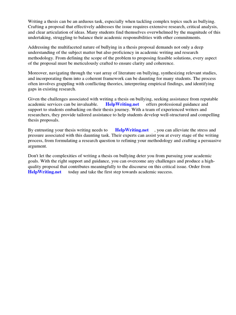 Thesis Bullying Proposal | PDF | Bullying | Workplace Bullying