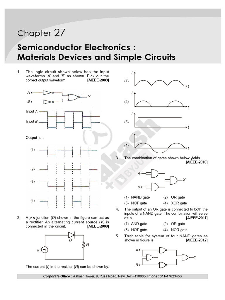 P - Ch-27 - Semiconductor Electronics Materials Devices and Simple Circuits | PDF | Logic Gate ...