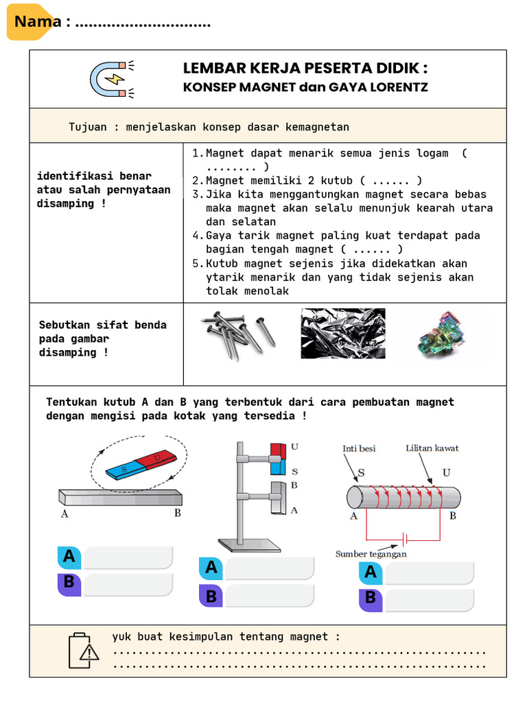 Lembar Kerja Peserta Didik Konsep Magnet | PDF
