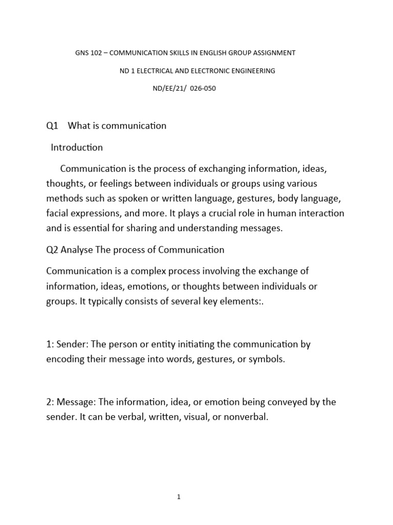 GNS 102 - COMMU-WPS Office | PDF | Communication | Nonverbal Communication