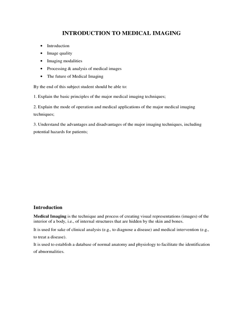 Introduction to Medical Imaging | PDF