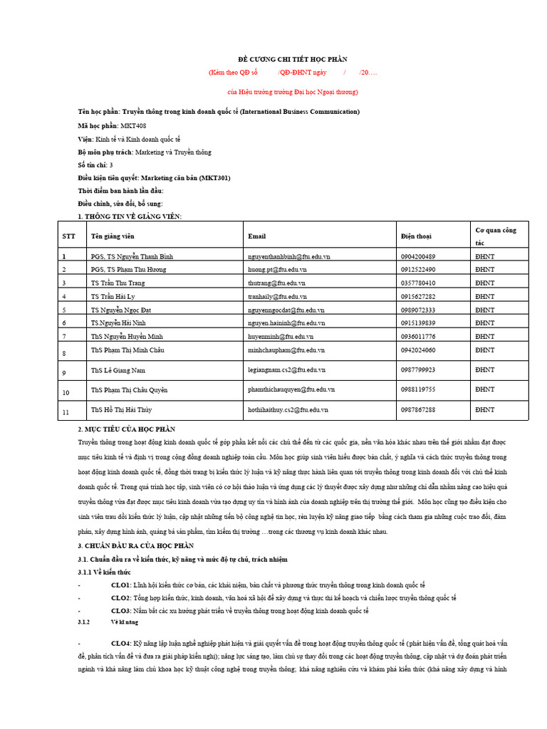46. MKT408 - Truyền thông trong KDQT | PDF