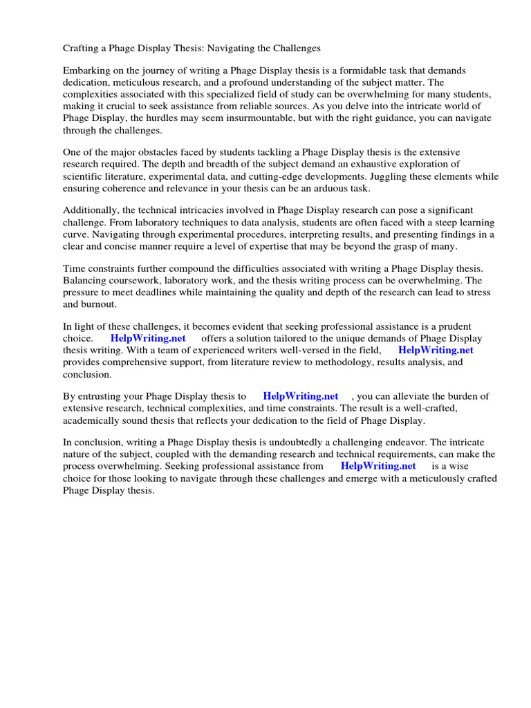 Phage Display Thesis | PDF | Science & Mathematics | Computers