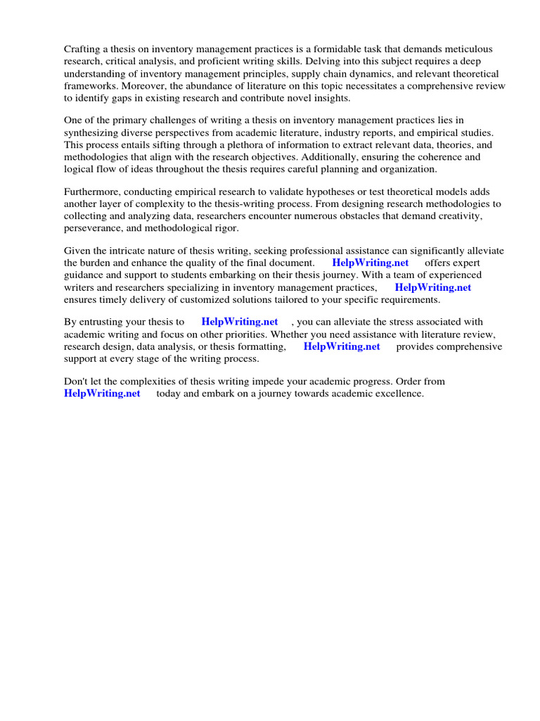 Thesis On Inventory Management Practices | PDF