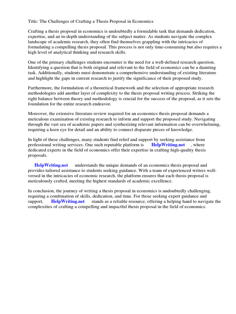 Sample Thesis Proposal Economics | Download Free PDF | Thesis | Essays