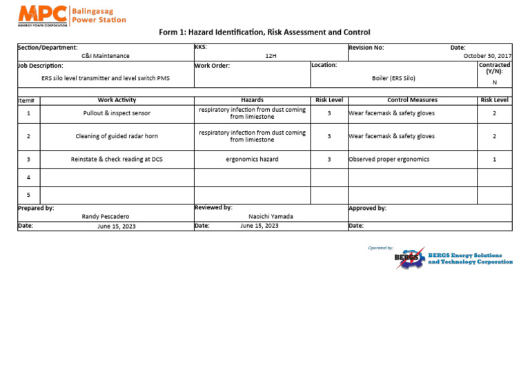 ERS Silo Level Transmitter PMS | PDF | Risk | Labor Relations