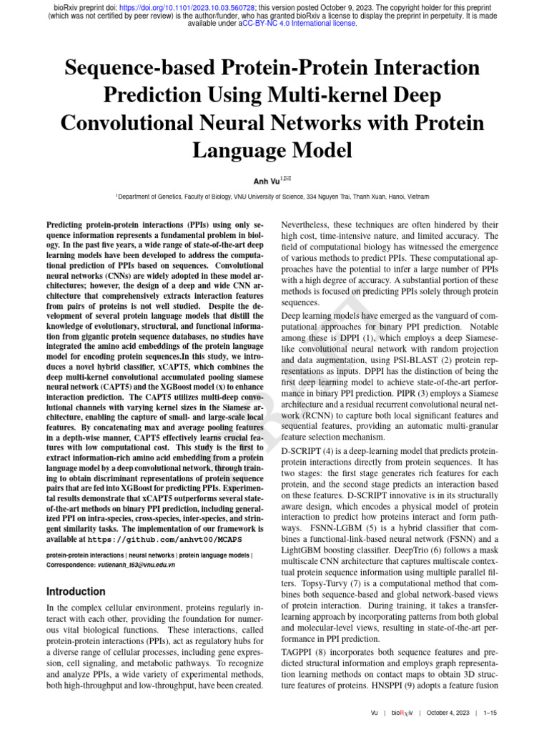 Sequence-Based Protein-Protein Interaction Predict | PDF