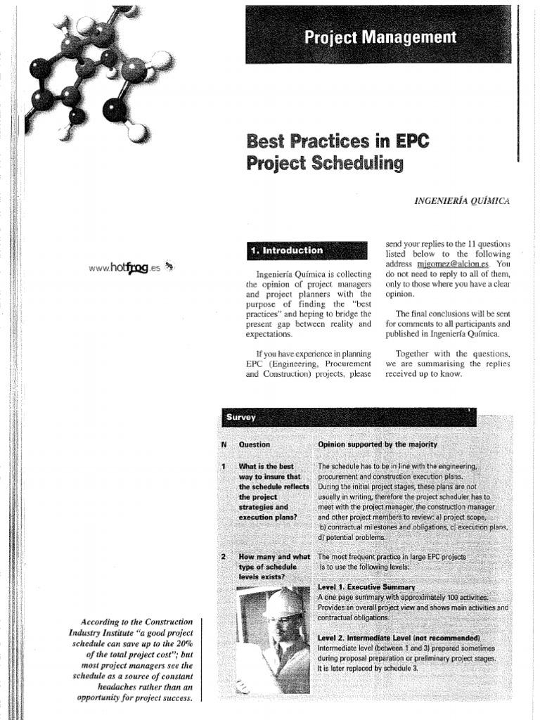 Best Practices in Epc Project Scheduling | PDF