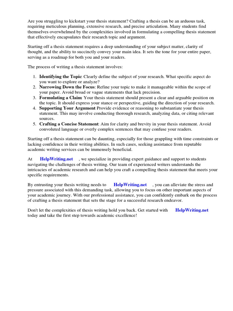Starting Your Thesis Statement Guide | PDF | Essays | Thesis