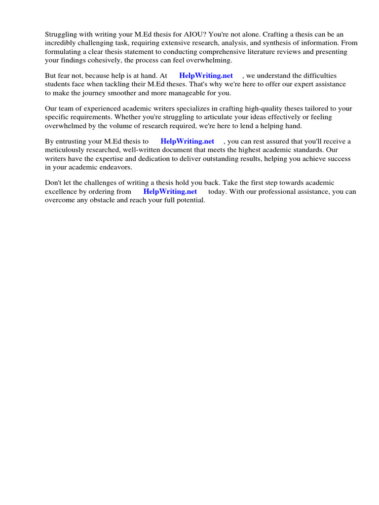 M.ed Thesis Aiou | PDF | Thesis