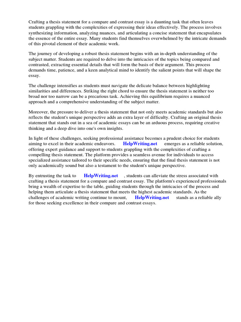 Crafting Compare and Contrast Thesis Statements | PDF