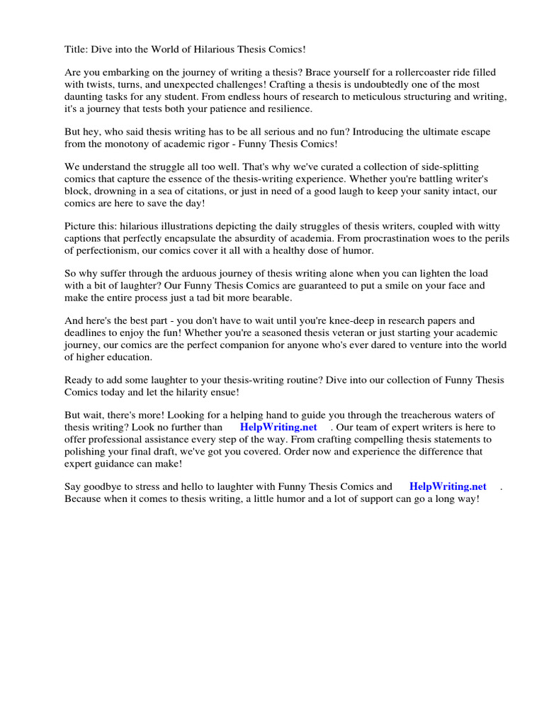 Funny Thesis Comic | PDF