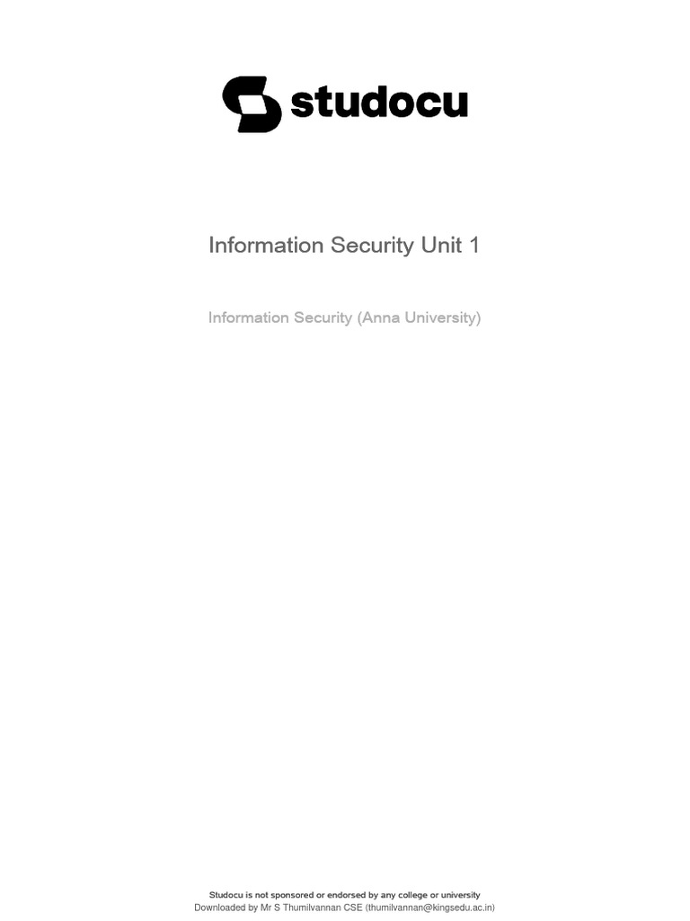 Information Security Unit 1 | PDF | Information Security | Information