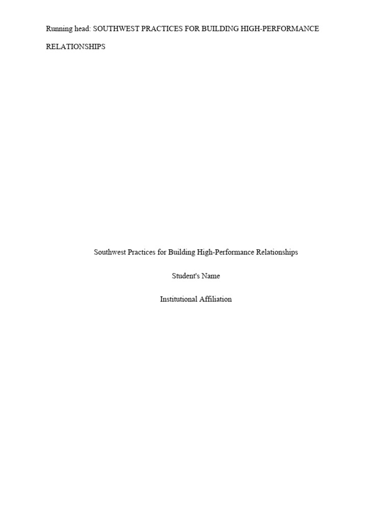 Southwest Practices For Building High Performance Relationships | PDF ...