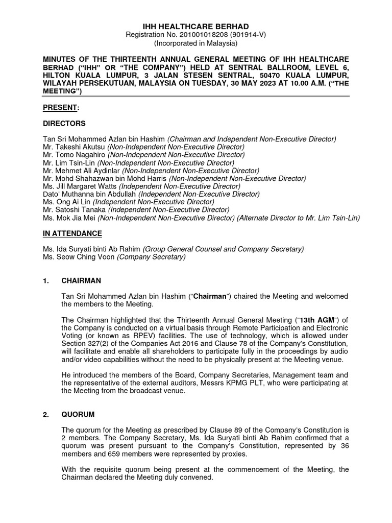 Minutes of 13th AGM | PDF | Dividend | Capital Expenditure