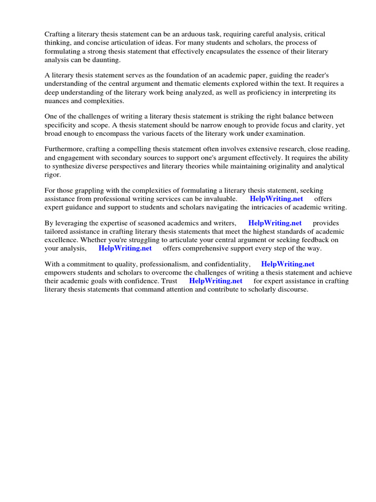 Samples of Literary Thesis Statements | PDF | Essays | Thesis