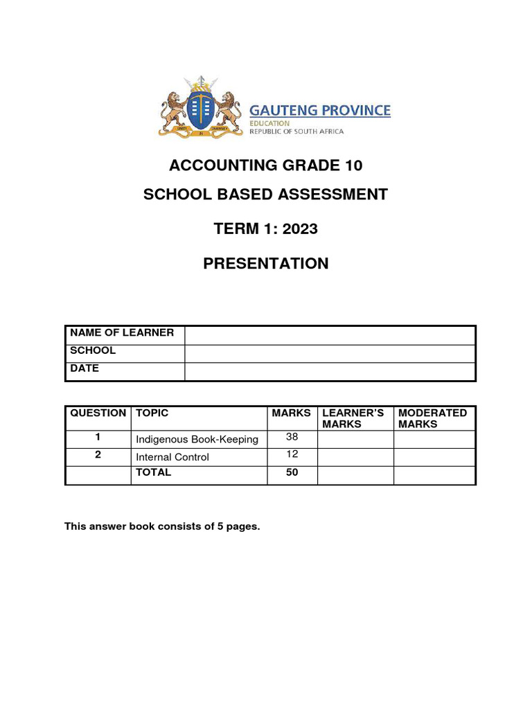 Grade 10 Accounting Presentation 2023 AB | PDF | Finance & Money Management