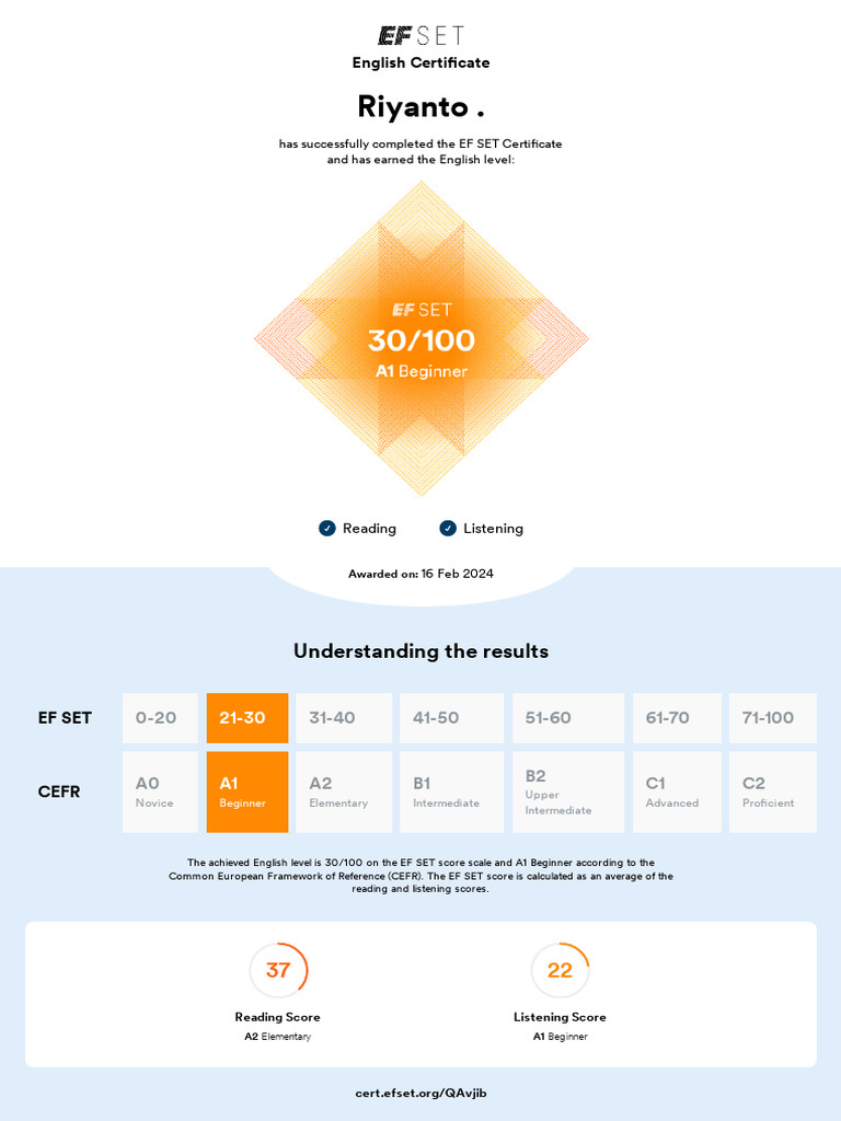 EF SET Certificate | PDF