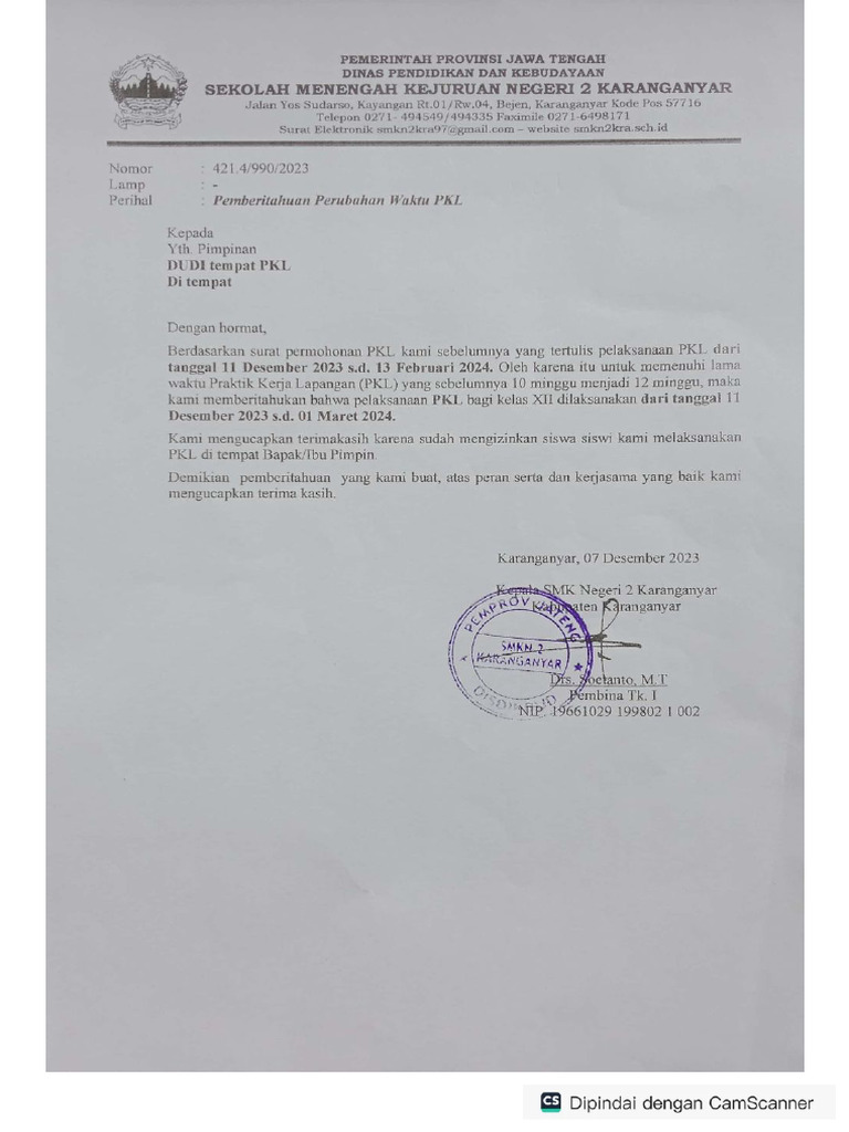 Penyerahan PKL - Heri Setyo Basuki - Upload - 1 | PDF