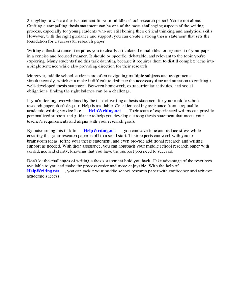 Thesis Statements For Middle School Research Papers | PDF