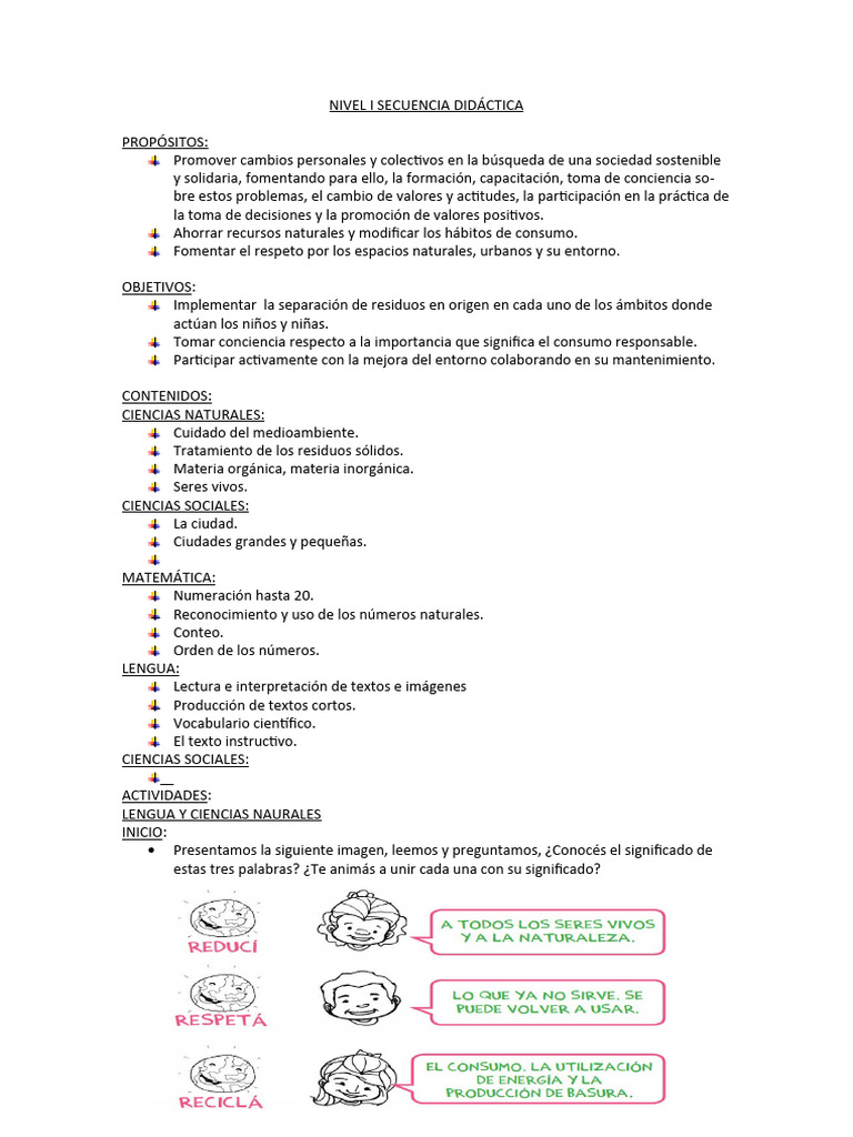 Nivel I Secuencia Didáctica | PDF | Residuos | Consumo (economía)