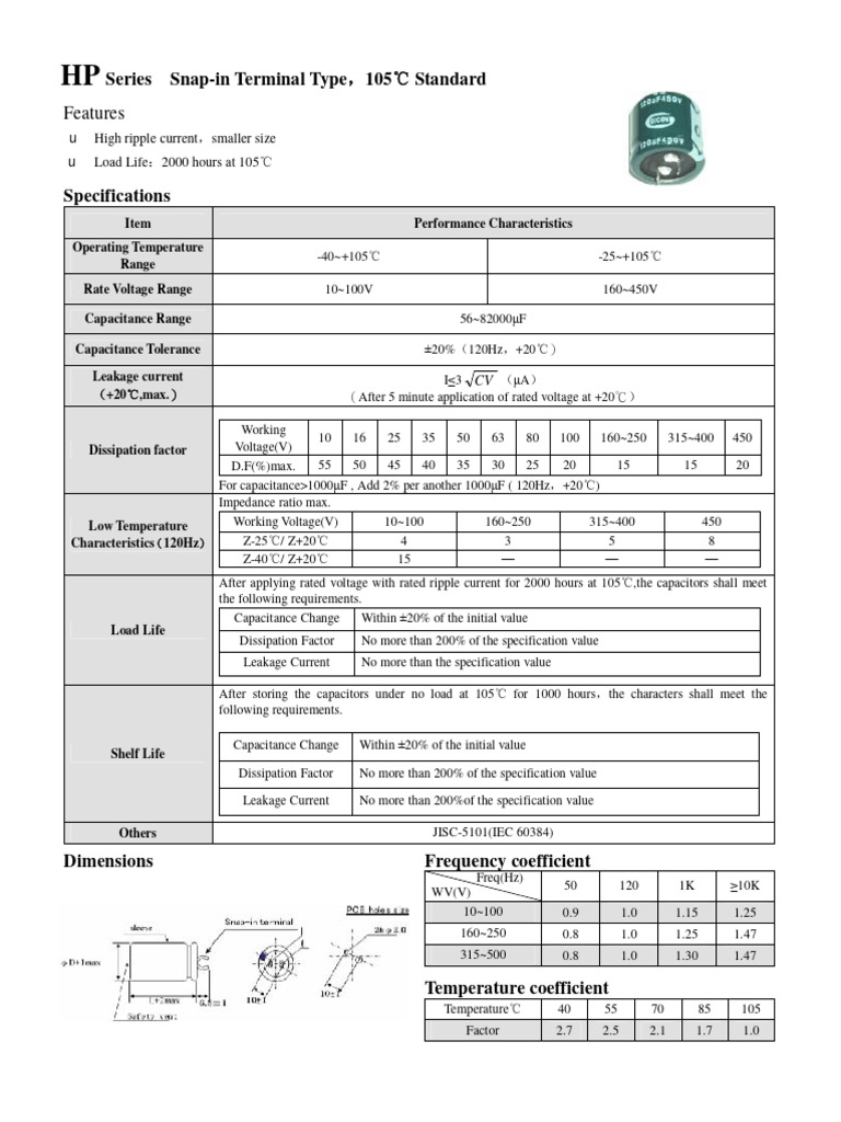 Acon (Snap-In) HP Series | PDF