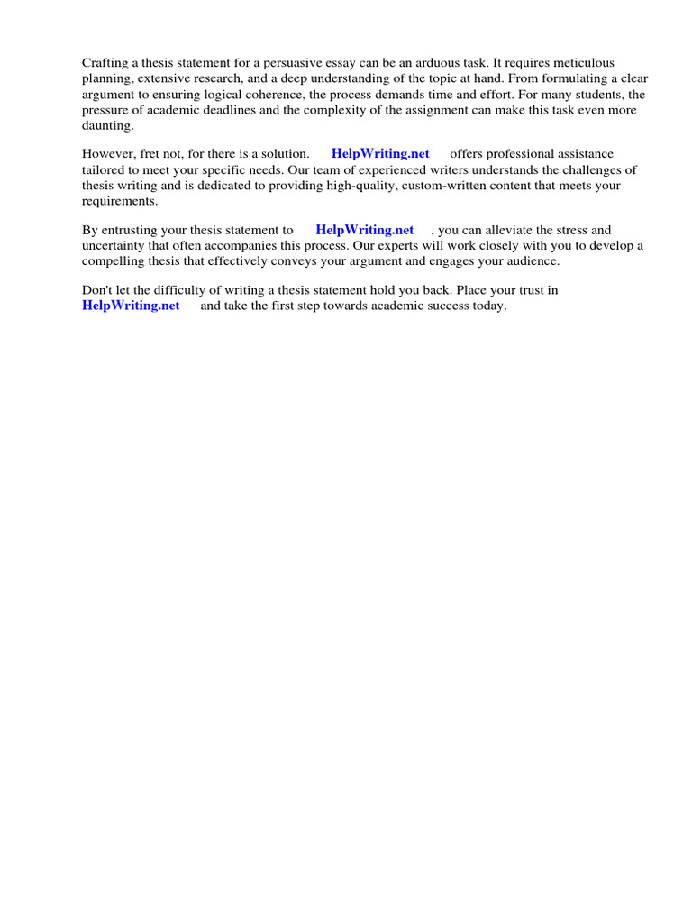 Thesis Statement Tips for Persuasive Essays | PDF | Essays | Thesis