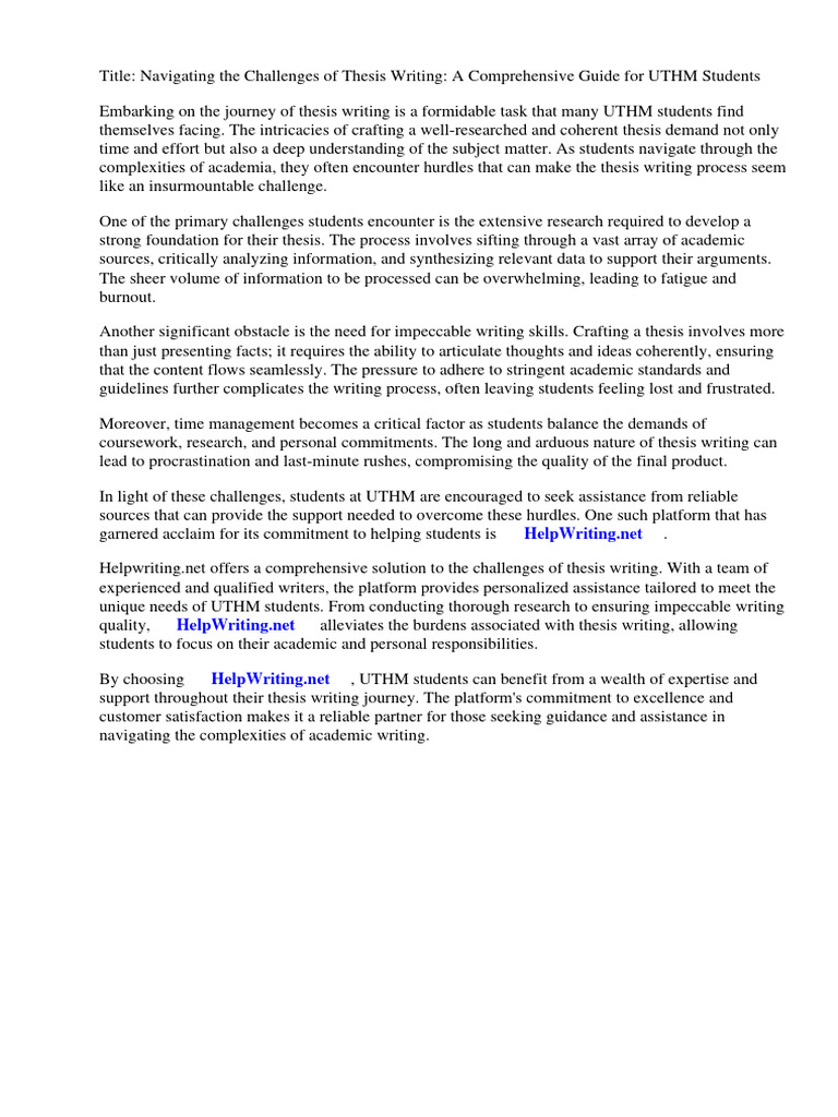 Thesis Writing Guide Uthm | PDF | Thesis